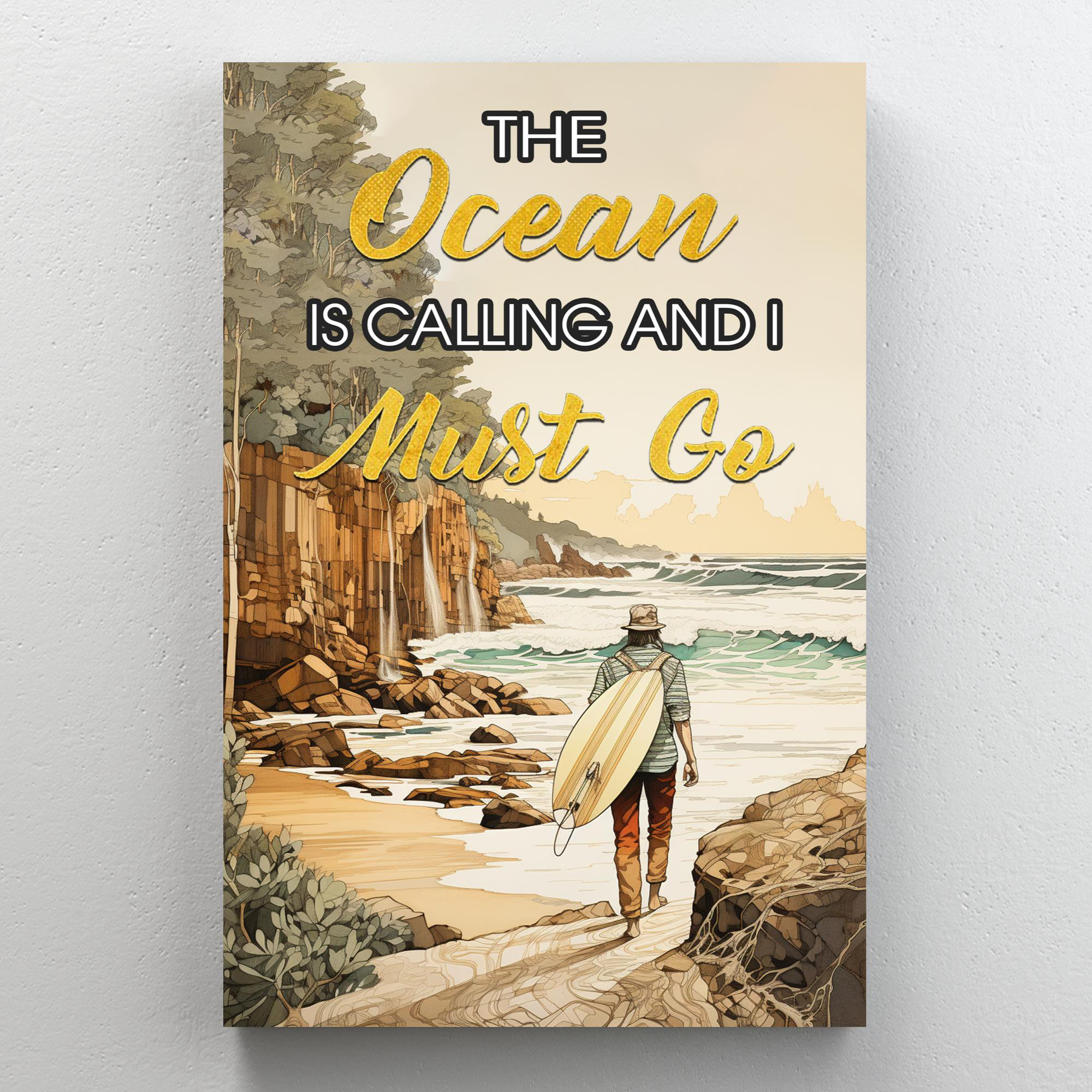 Trinx Avaeh " Surfing The Ocean Is Calling - 1 Piece Rectangle Graphic Art Print On Wrapped ...